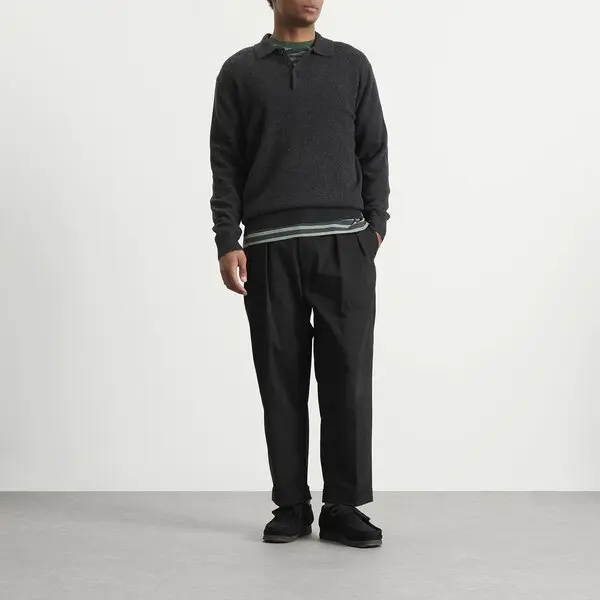 BEAMS 2 Pleat Chino - Black