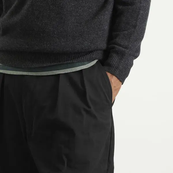BEAMS 2 Pleat Chino - Black