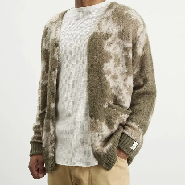 MANASTASH Blurry Jacquard V-neck Cardigan - Grey