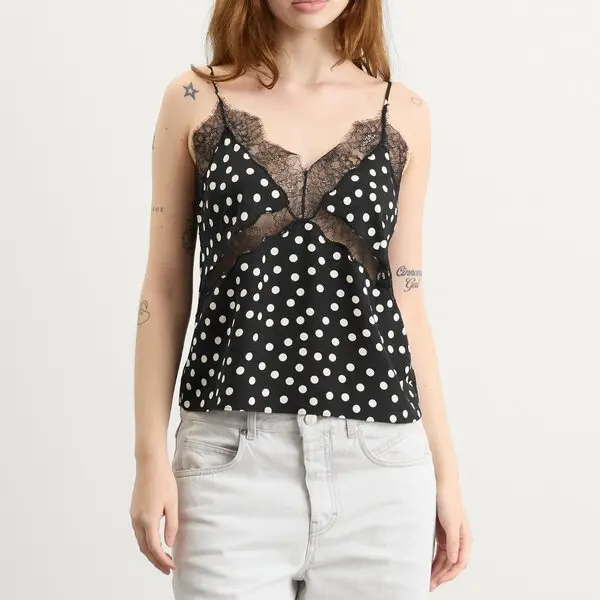 ANINE BING Amelie Dot Camisole - White/black