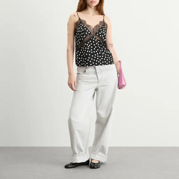 ANINE BING Amelie Dot Camisole - White/black
