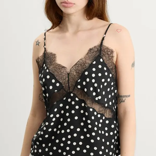ANINE BING Amelie Dot Camisole - White/black