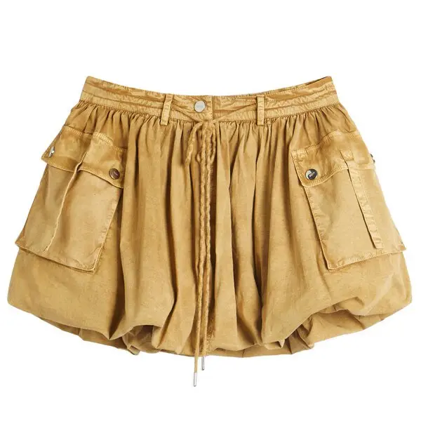 GANNI Washed Stretch Cotton Mini Bubble Skirt - Lark