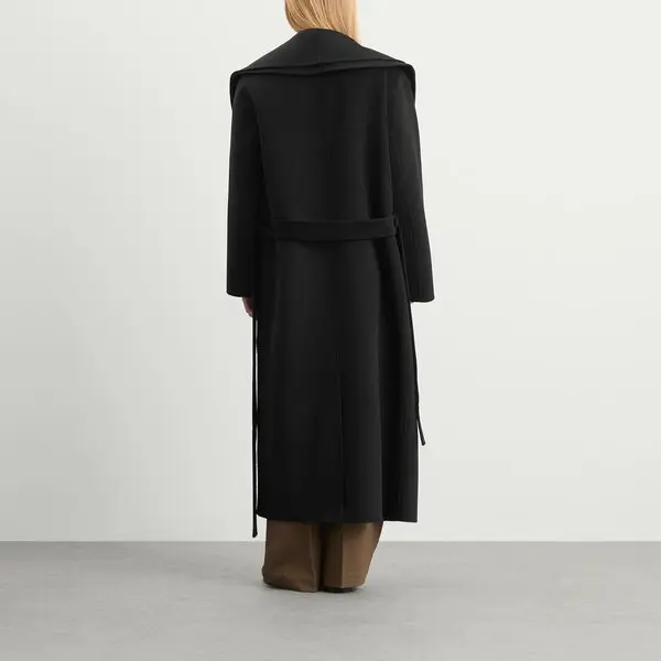 RÓHE Double-faced Scarf Coat With Belt - Black