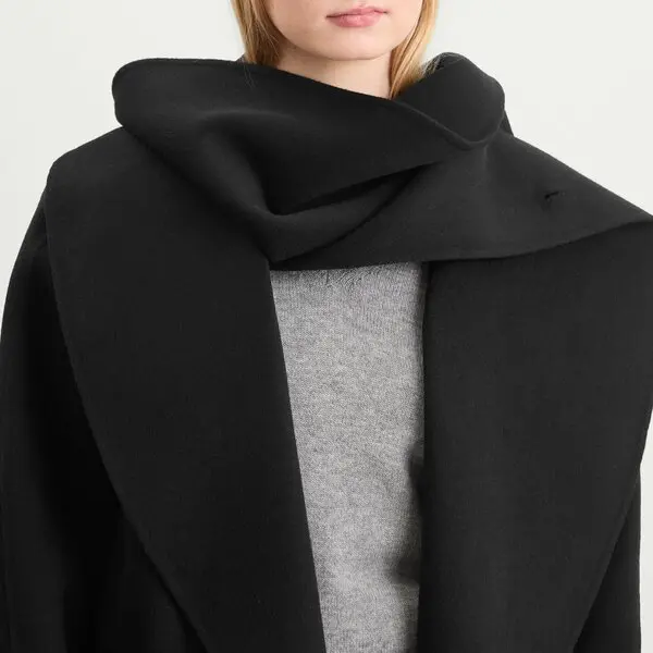 RÓHE Double-faced Scarf Coat With Belt - Black