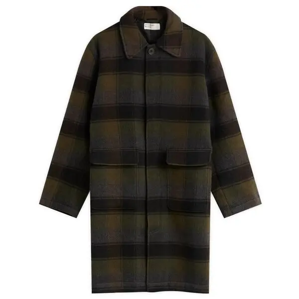 Universal Works Berlin Wool Check Account Coat - Black/brown