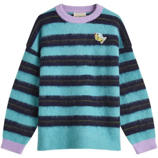 ALEMAIS Domenica Teal Sweater - Stripe