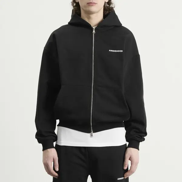 ANNIE HOOD Mini Logo Zip Hoodie