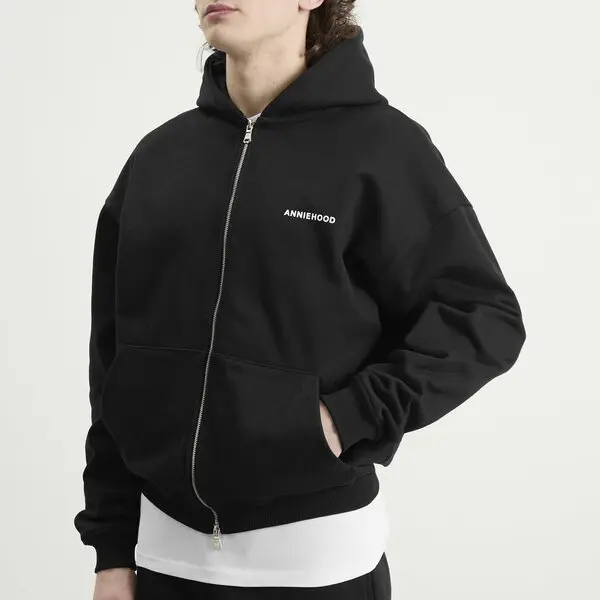 ANNIE HOOD Mini Logo Zip Hoodie