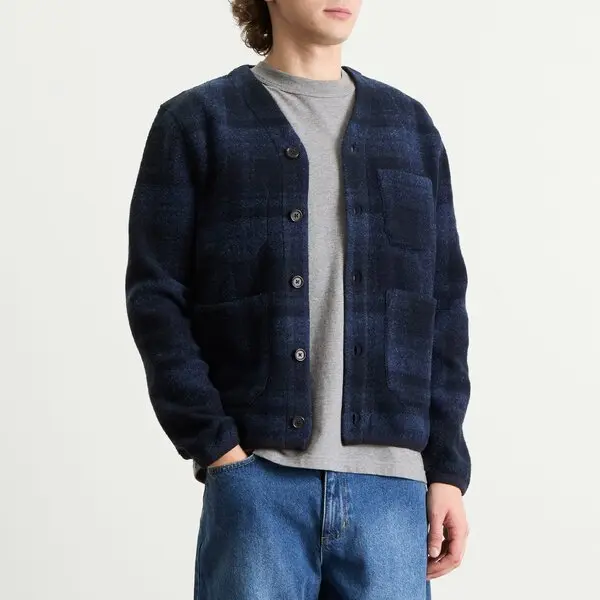 Universal Works Moh Check Fleece Cardigan
