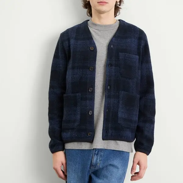 Universal Works Moh Check Fleece Cardigan