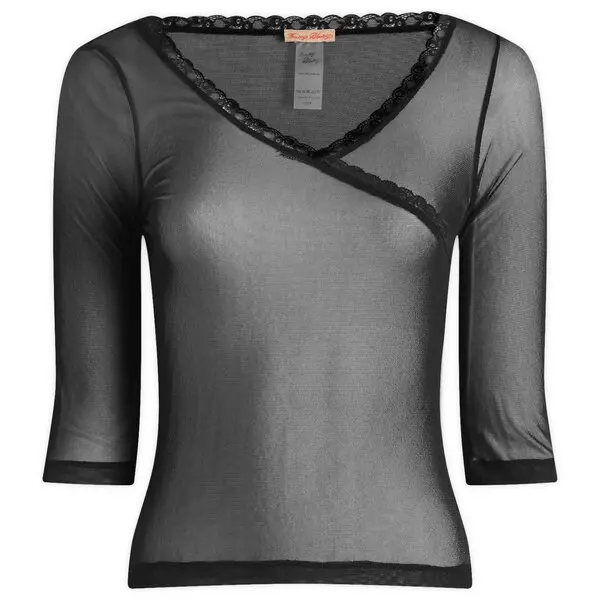 FRUITY BOOTY Mesh 3/4 Sleeve Top - Black