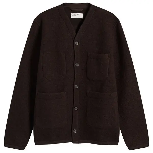 Universal Works Wool Fleece Cardigan - Brown