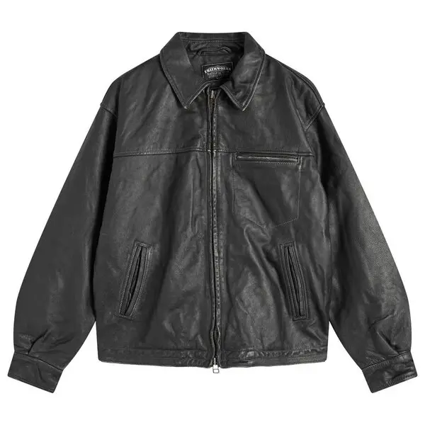 FRIZMWORKS Destroyed Cowhide Leather Jacket - Washed Black