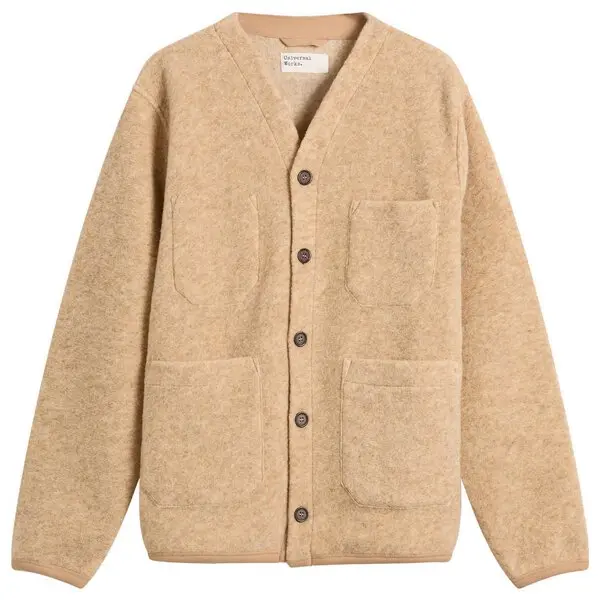 Universal Works Wool Fleece Cardigan - Fawn