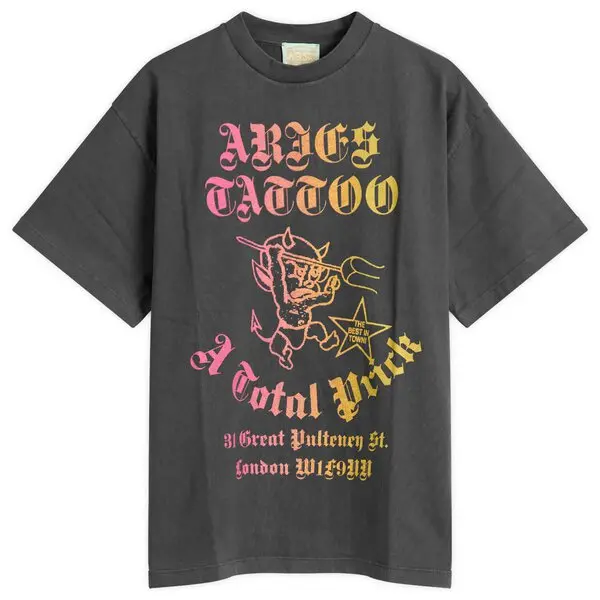 Aries Faded Tattoo Shop T-shirt - Black