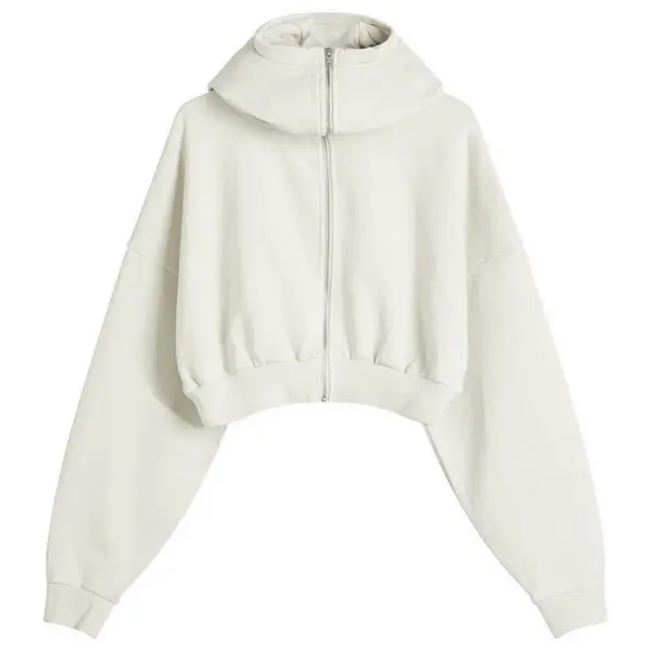 ENTIRE STUDIOS Cropped Full Zip Hoodie - Rice