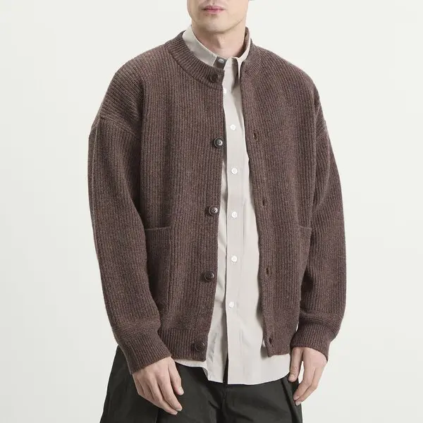 FRIZMWORKS Heavy Wool Round Cardigan - Choco Brown