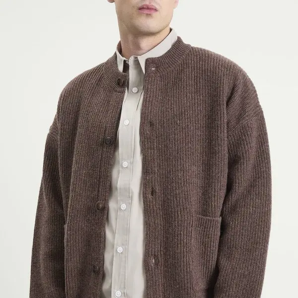 FRIZMWORKS Heavy Wool Round Cardigan - Choco Brown