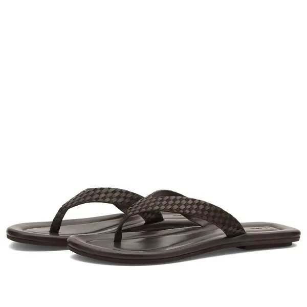ST. AGNI Lattice Weave Thong Sandals - Coffee