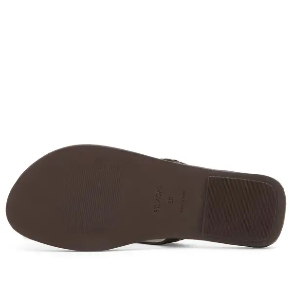 ST. AGNI Lattice Weave Thong Sandals - Coffee