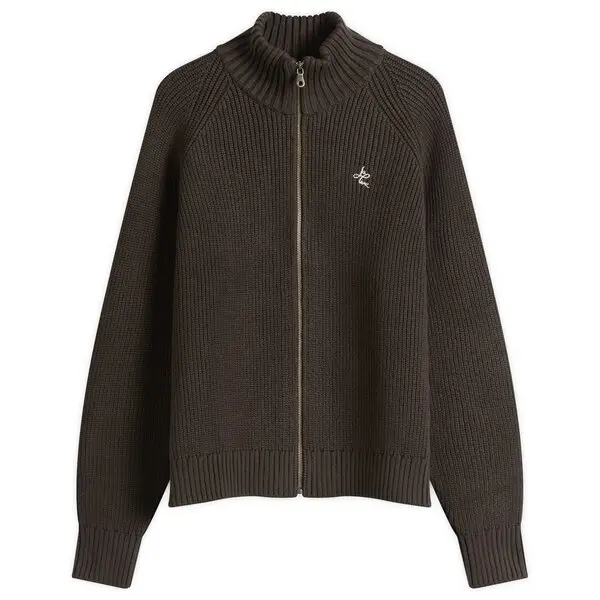 LE PERE Zipper Knit Cardigan - Charcoal