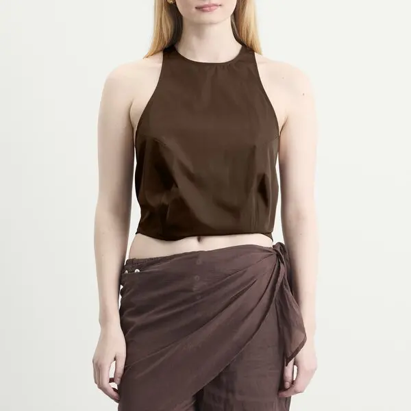 ST. AGNI Paper Taffeta Cocoon Top - Mocha