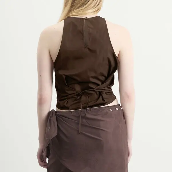 ST. AGNI Paper Taffeta Cocoon Top - Mocha