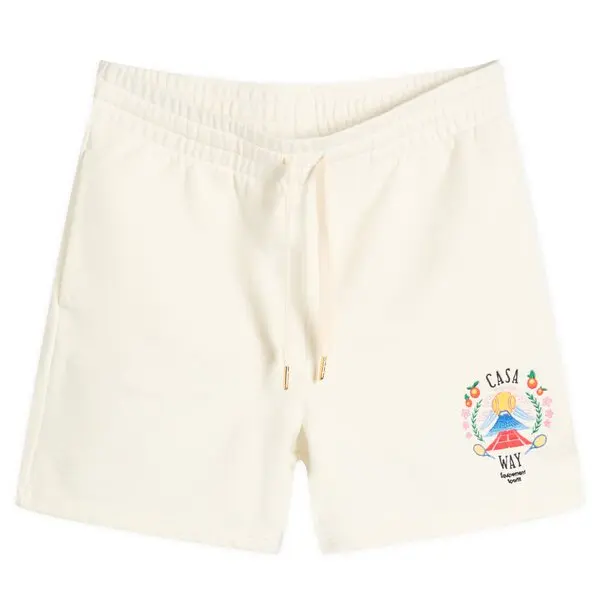 Casablanca Casa Way Mountain Embroidered Sweat Shorts - White