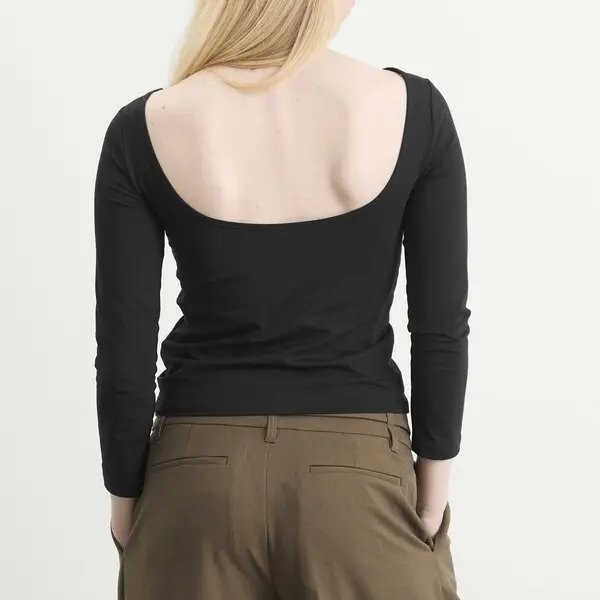 ST. AGNI Soft Jersey Ballerina Top - Jet Black