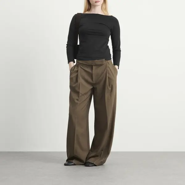ST. AGNI Soft Jersey Ballerina Top - Jet Black