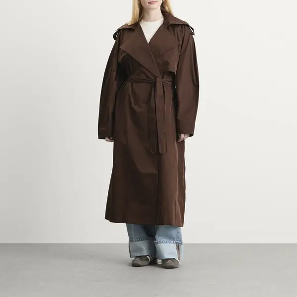 ST. AGNI Paper Taffeta Relaxed Trench Coat - Mocha