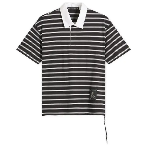MASTERMIND WORLD Fine Gauge Stripe Ss Rugby Shirt - Black