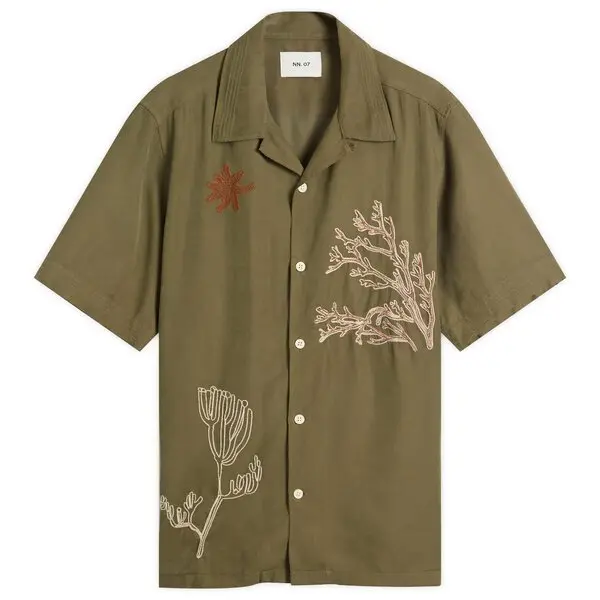 Nn07 Julio Embroidered Short Sleeve Shirt - Capers