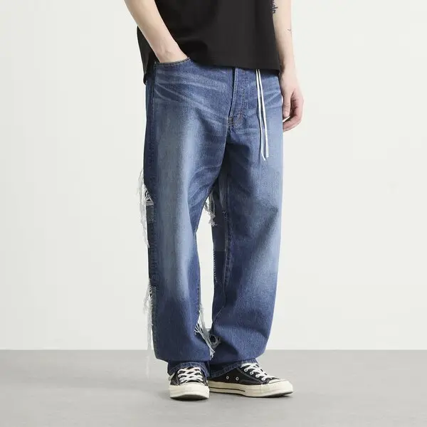 MASTERMIND WORLD Patchwork Jacquard Straight Denim Pants