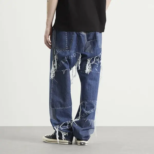 MASTERMIND WORLD Patchwork Jacquard Straight Denim Pants