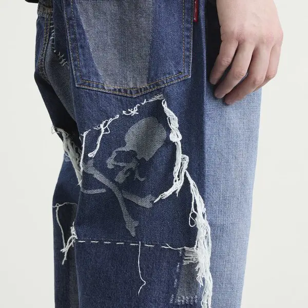 MASTERMIND WORLD Patchwork Jacquard Straight Denim Pants