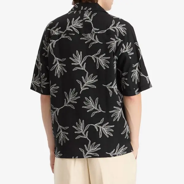 Nn07 Ole Botanical Print Short Sleeve Shirt - Black