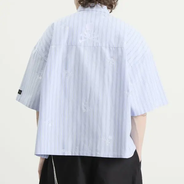 MASTERMIND WORLD Loose Fit Multi Stripe Shirt - Light Blue