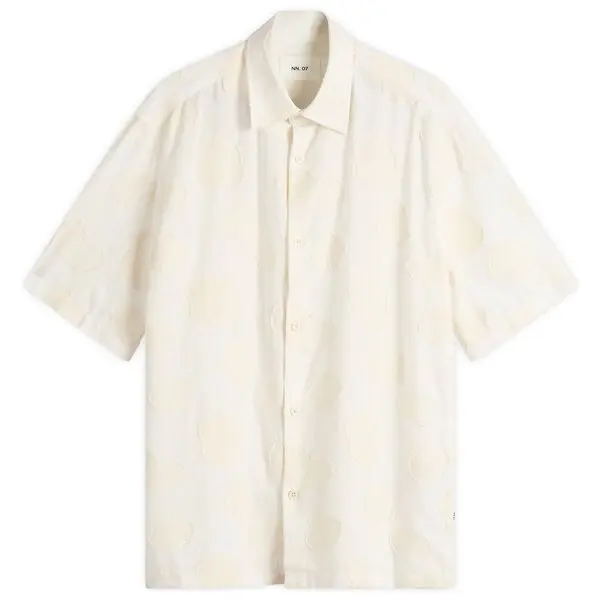 Nn07 Freddy Jacquard Shell Short Sleeve Shirt - Ivory