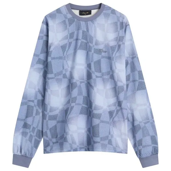 DIME Abstract Long Sleeve T-shirt - Static Blue