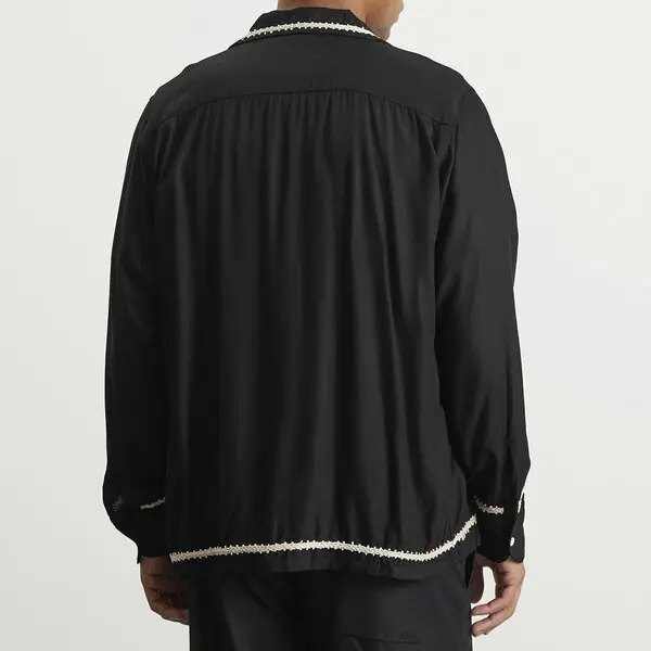 NOMARHYTHM TEXTILE Trim Embroidery Open Collar Shirt