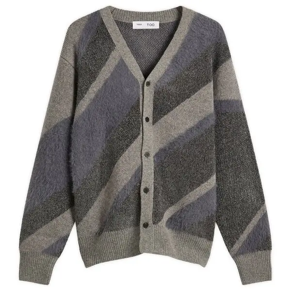 Toga Regimental Knit Cardigan - Grey
