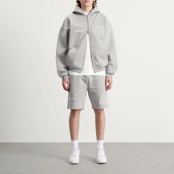 ANNIE HOOD College Sweat Shorts With Embroidered Detailing - Grey/grey
