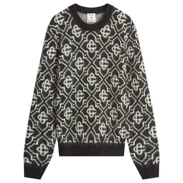 Casablanca Monogram Mohair Blend Crew Sweatshirt - Black