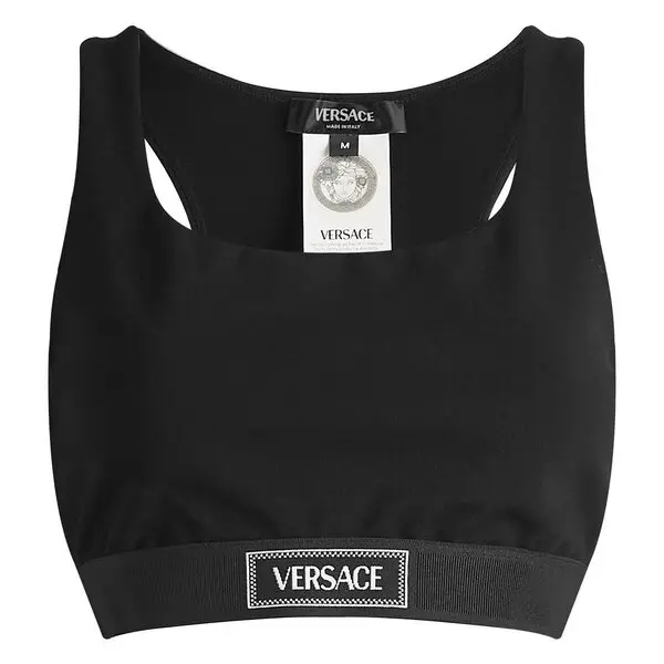 Versace Box Logo Sports Crop Top - Black