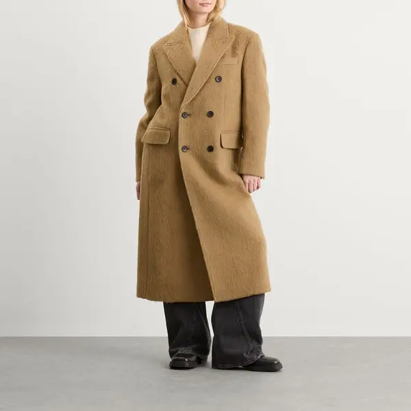 DUNST Tailored Double Beasted Hairy Wool Coat