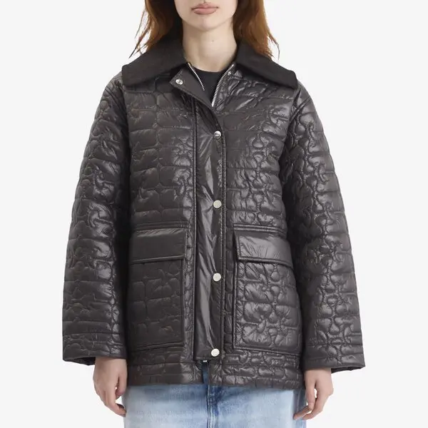 GANNI Shiny Quilt Midi Jacket