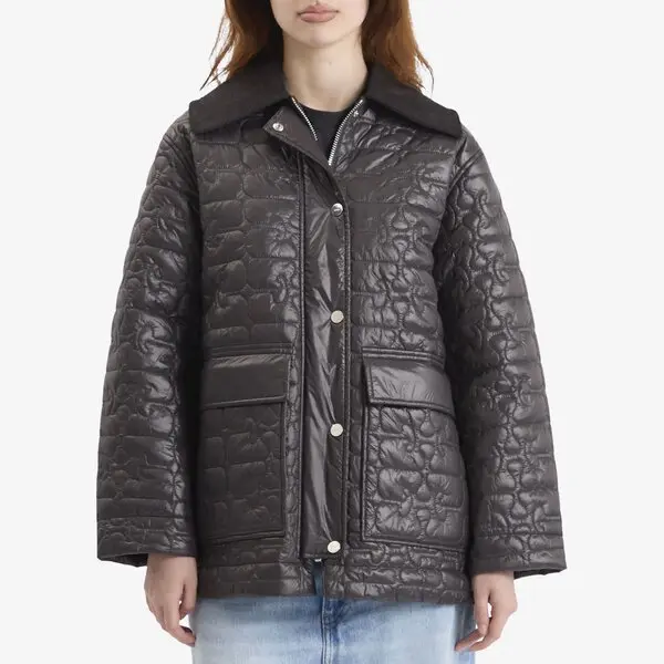 GANNI Shiny Quilt Midi Jacket