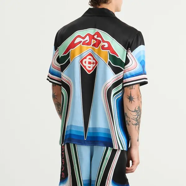 Casablanca Graphic Mountain Short Sleeve Shirt - Black